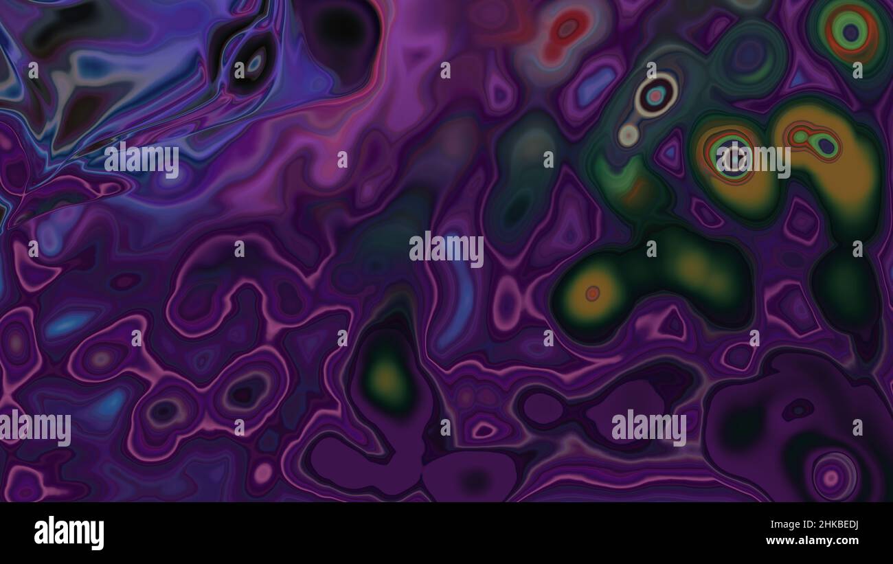 Abstract purple liquid background with multi-colored bubbles. Design ...