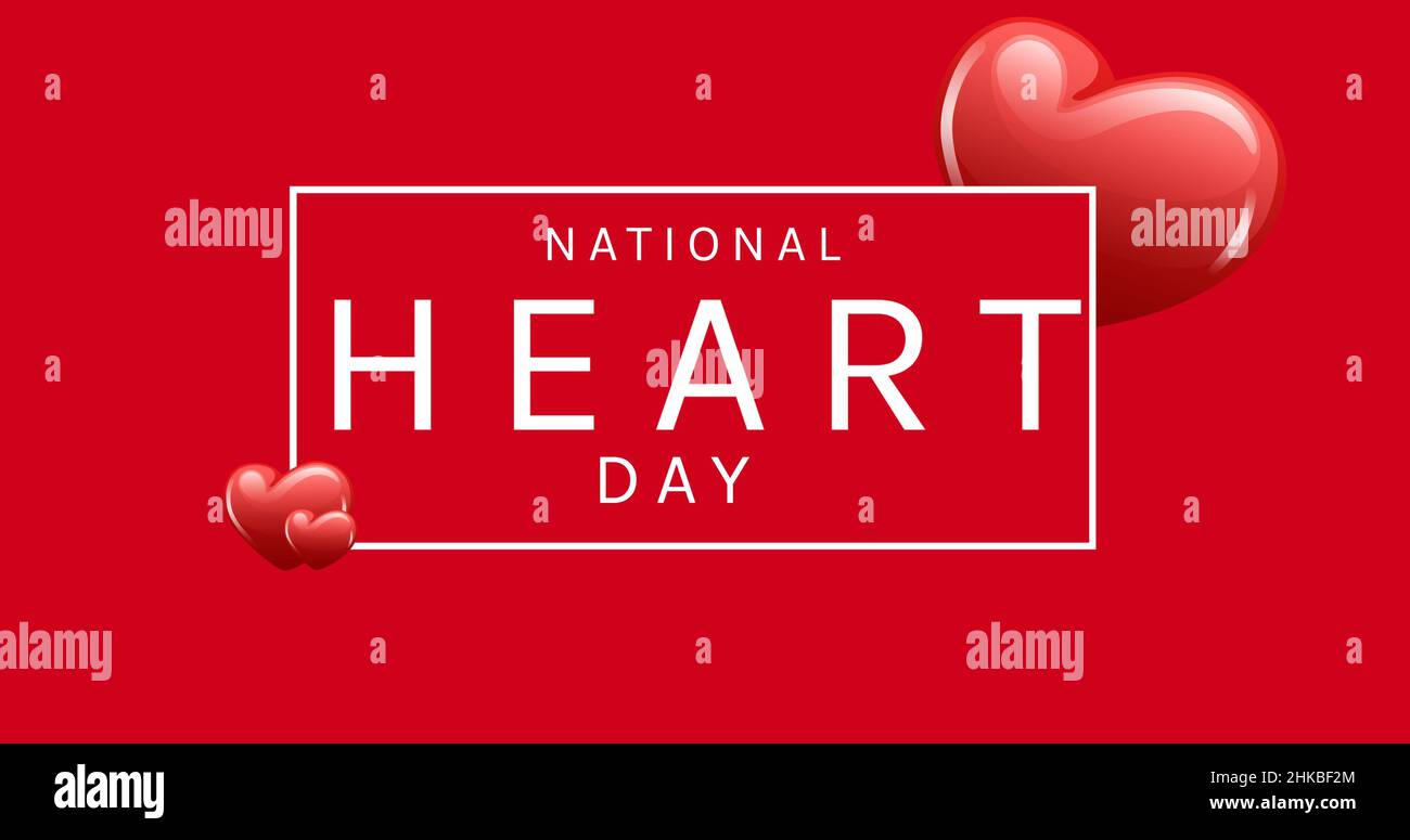 Vector image of national heart day text in rectangle shape with hearts ...