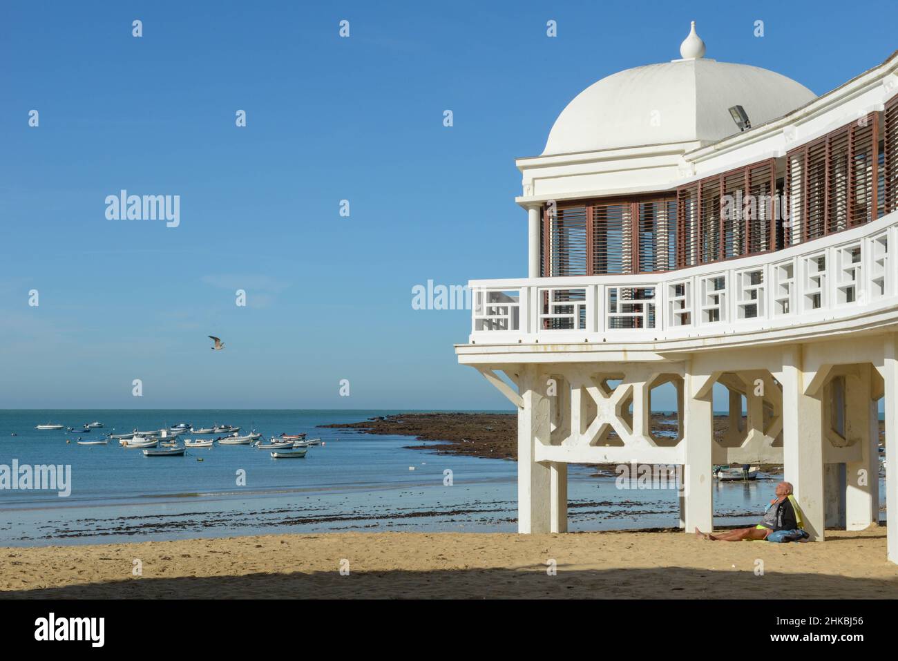 Cadiz, Spain - 8 January 2021: view at La Caleta beach in Cadiz on ...