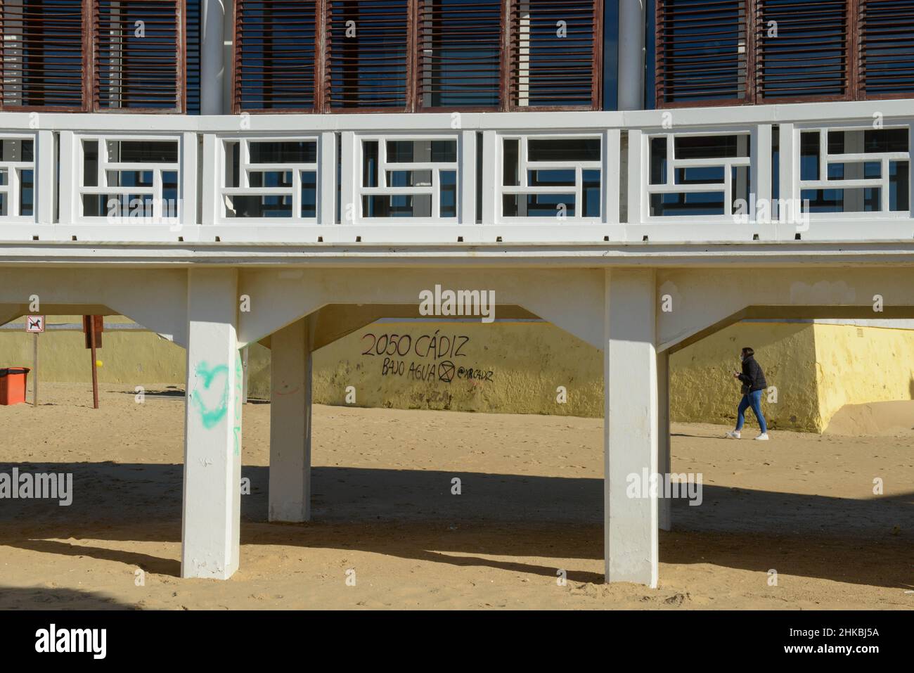 Cadiz, Spain - 8 January 2021: view at La Caleta beach in Cadiz on ...
