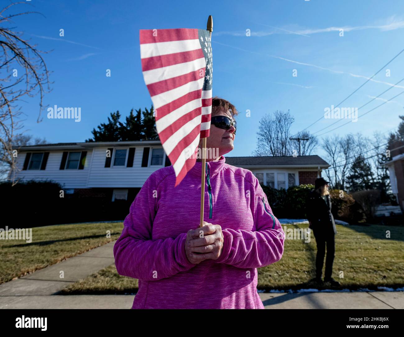 Timonium, MD, USA: February 2, 2022: Residents come out as a show of ...