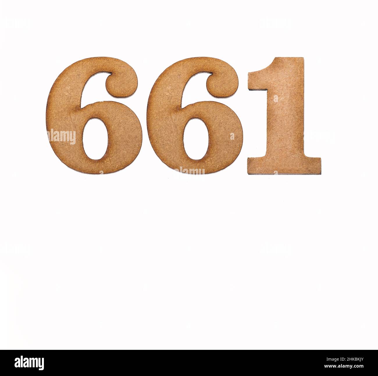 Number 661 in wood, isolated on white background Stock Photo - Alamy