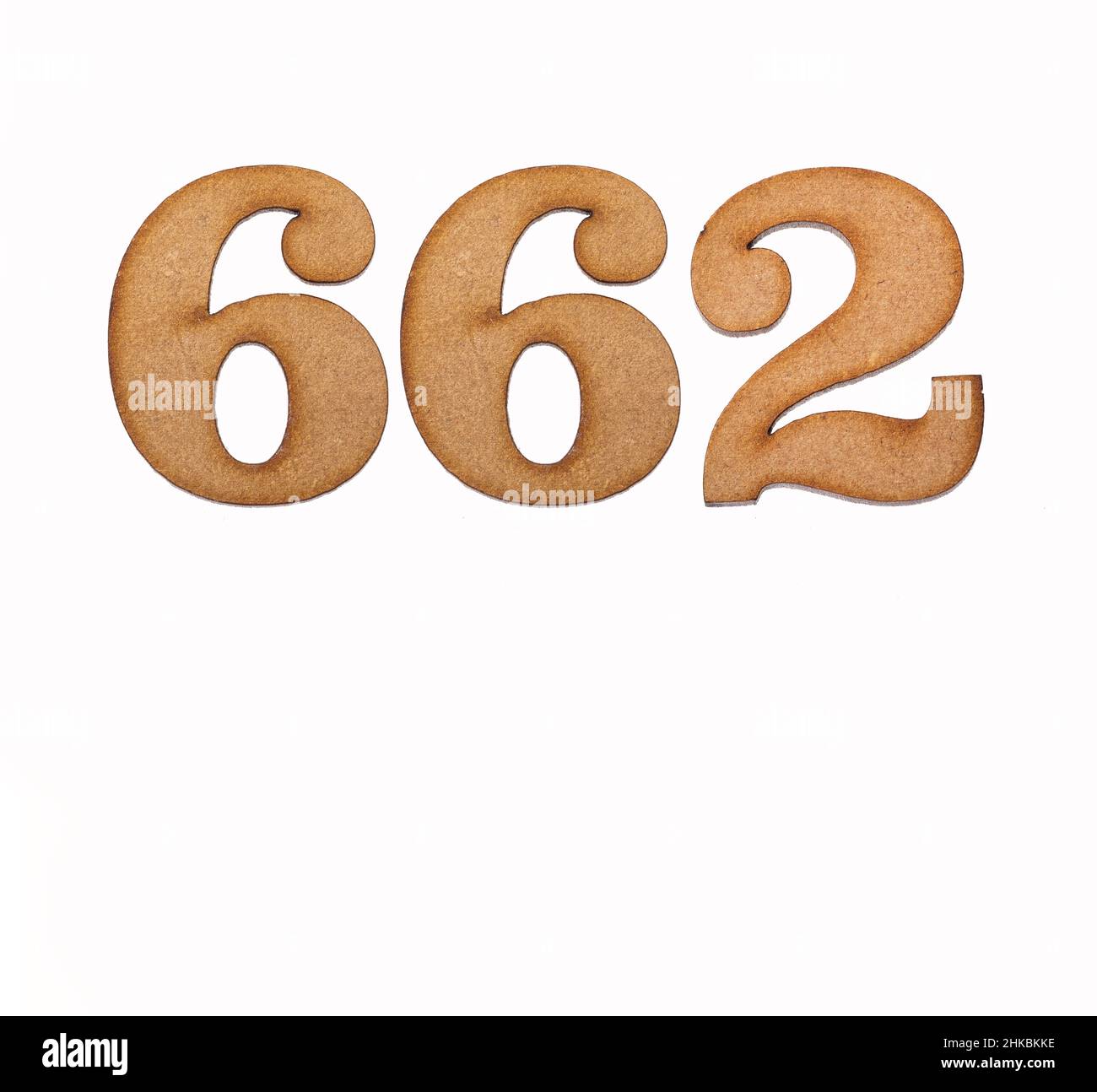 Number 662 - Piece of wood isolated on white background Stock Photo - Alamy