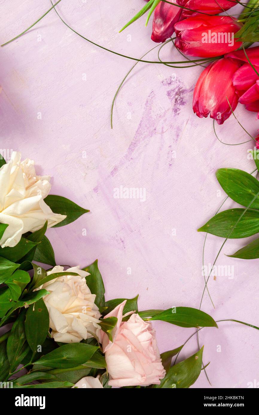 beautiful background with flowers . Spring summer border template ...