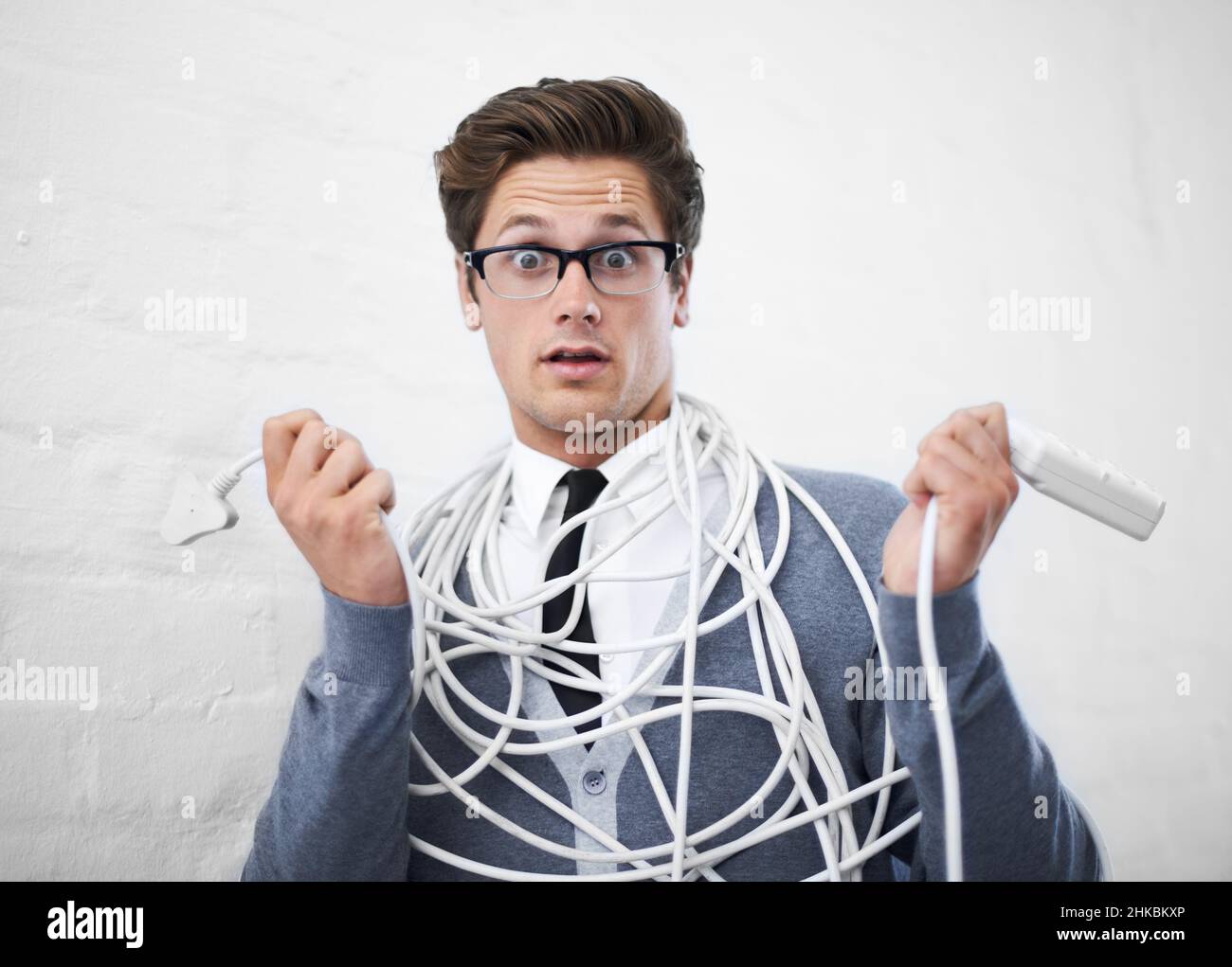 Man tied up with cables hi-res stock photography and images - Alamy