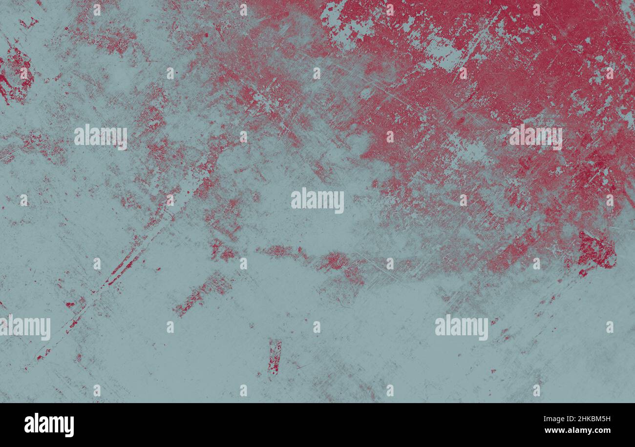 Scratched grunge wallpaper. Retro rusty background. Ancient cracked print. Blue red grunge ...