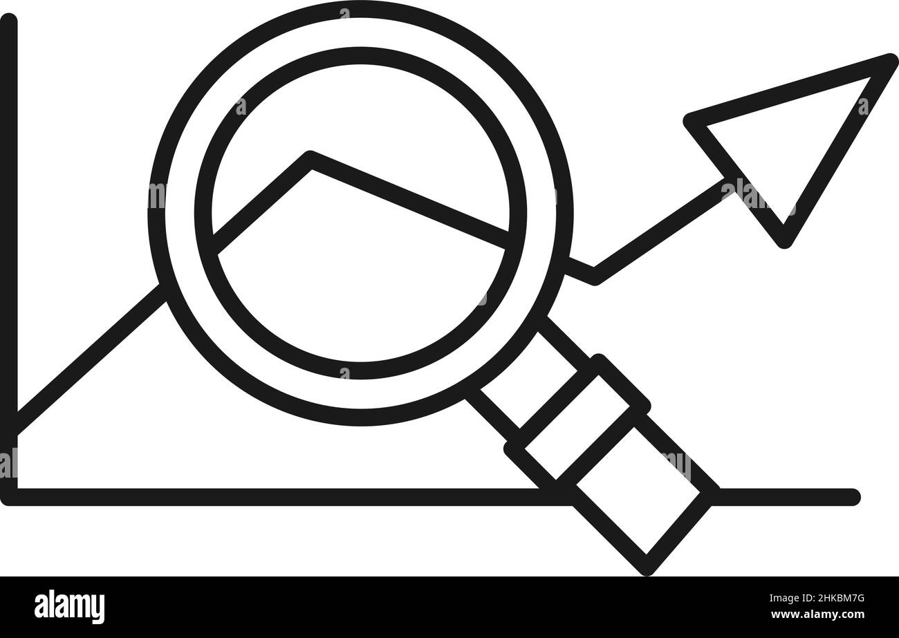 Line art black and white graph analyze icon. Chart dinamic in ...
