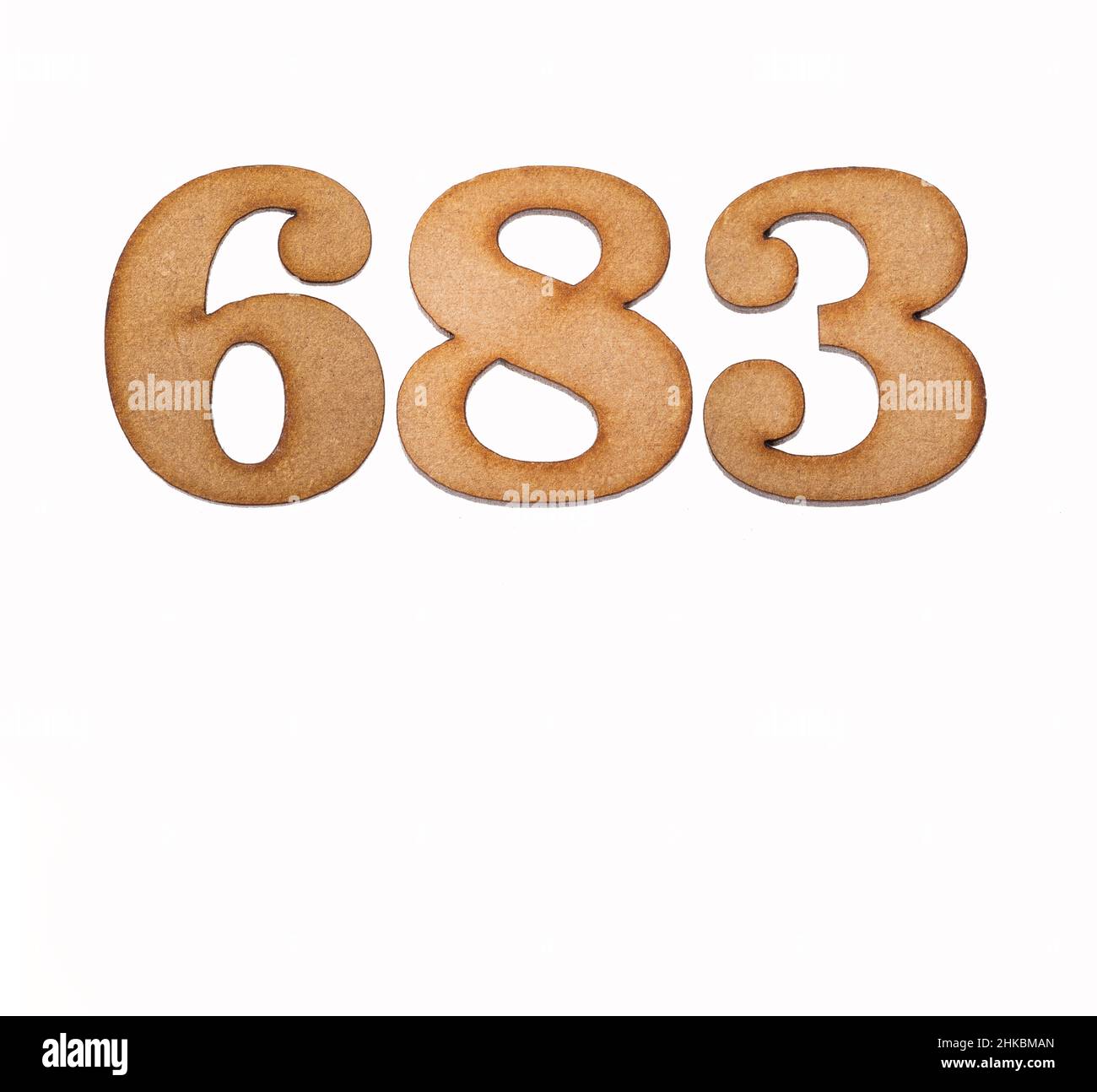 Number 683 in wood, isolated on white background Stock Photo - Alamy