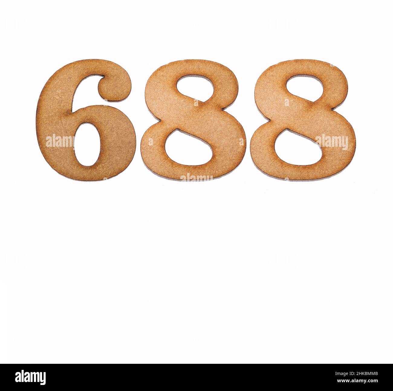 Number 688 - Piece of wood isolated on white background Stock Photo - Alamy
