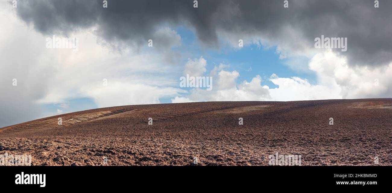 Agricultural field without plants in spring. Prepared agricultural land ...
