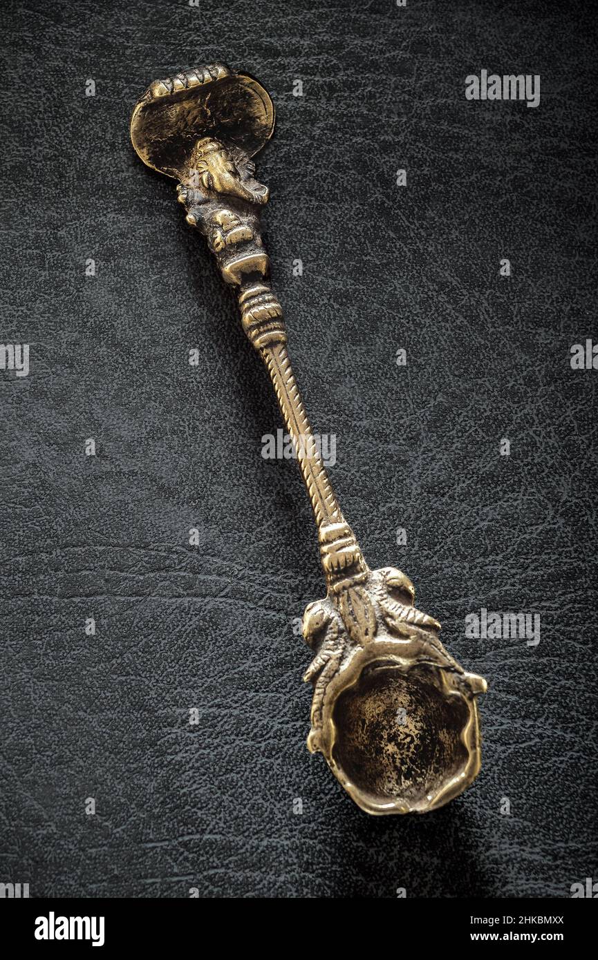 Cobra and Ganesh Showing on vintage Indian Bronze Hindu Puja Achamani ...