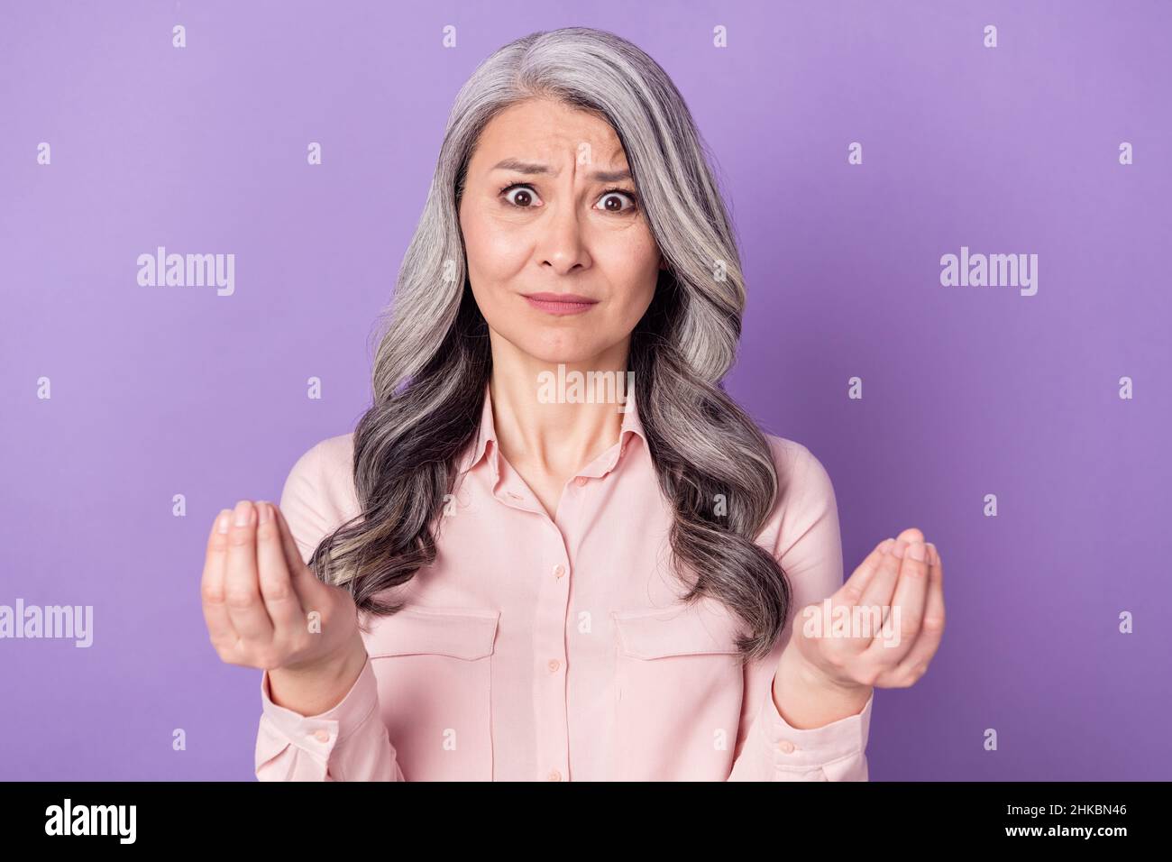 Portrait of attractive angry worried evil fury woman saying pretense ...