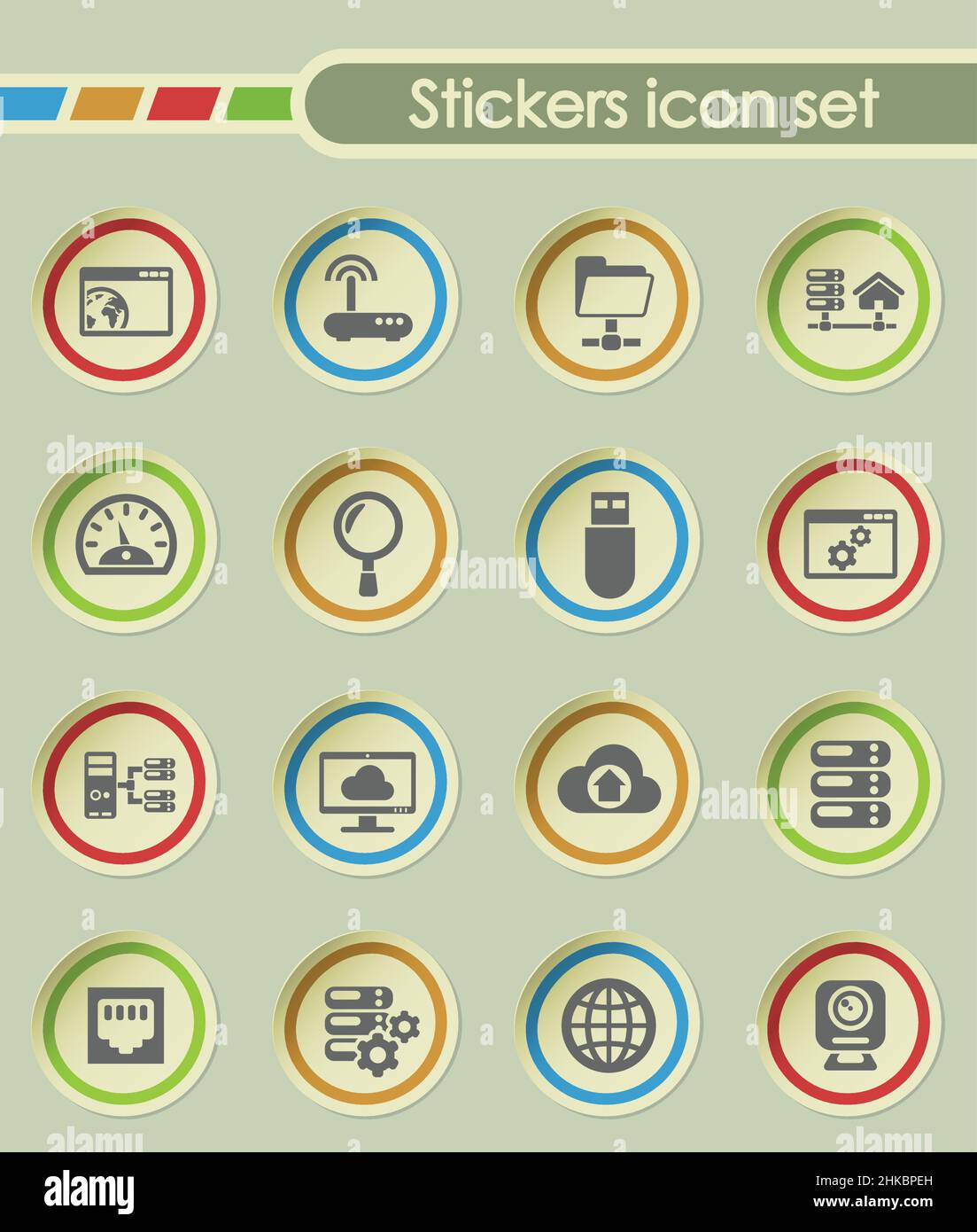 hosting provider round sticker icons for your creative ideas Stock ...