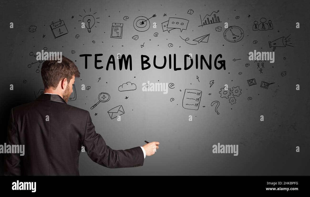 businessman drawing a creative idea sketch Stock Photo - Alamy