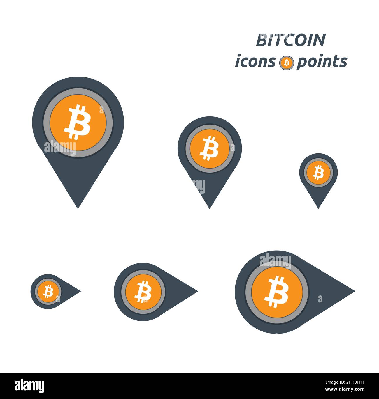Bitcoin icons points, isolated on white background vector Stock Vector ...