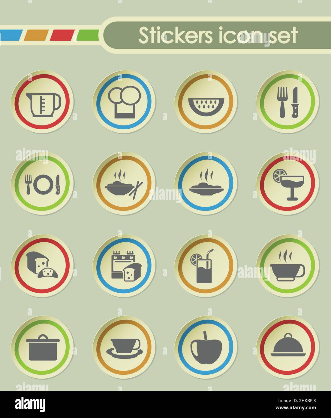 kitchen round sticker icons for your creative ideas Stock Vector Image ...