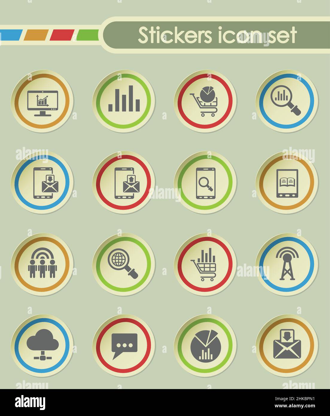 social network round sticker icons for your creative ideas Stock Vector ...