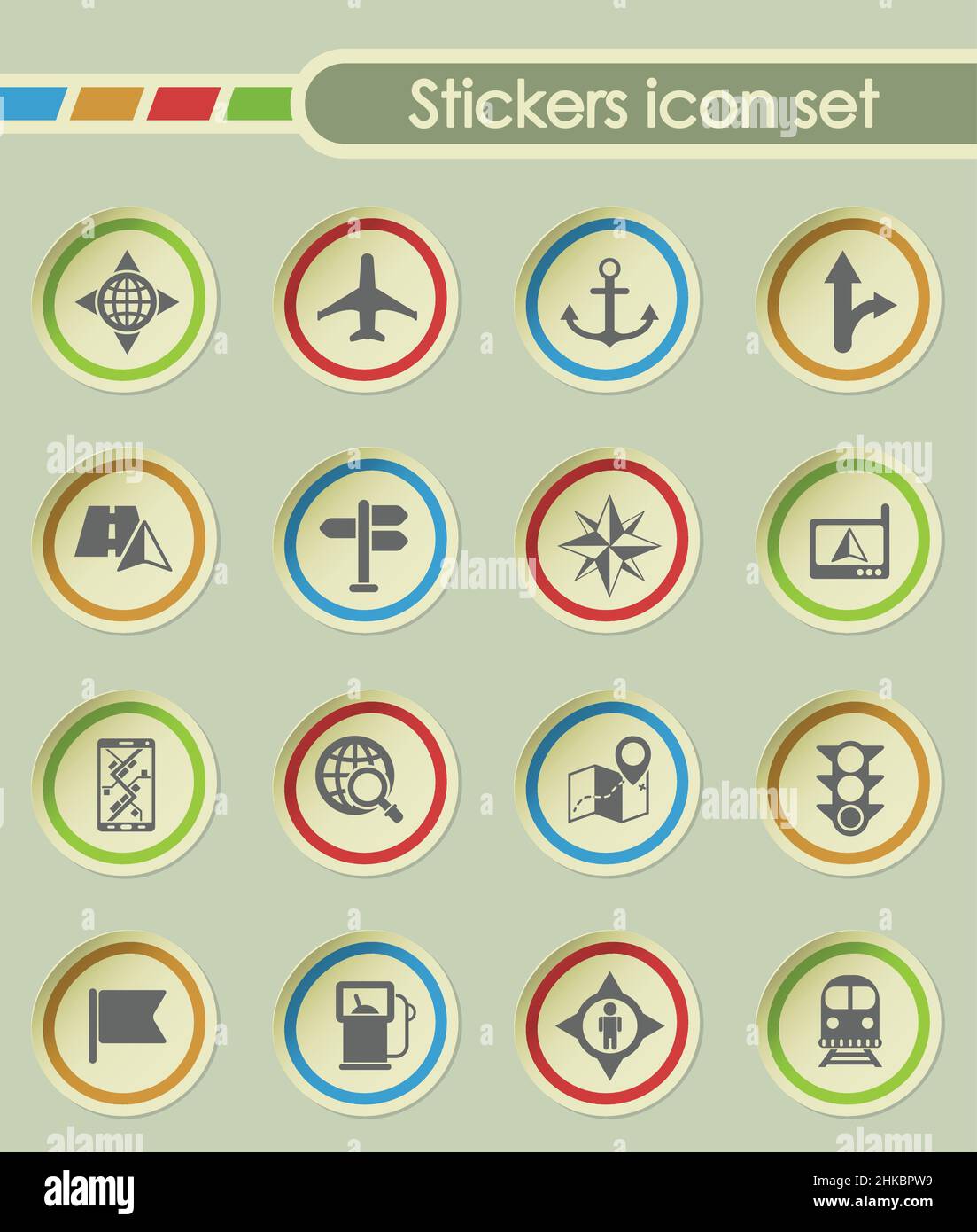 navigation round sticker icons for your creative ideas Stock Vector ...