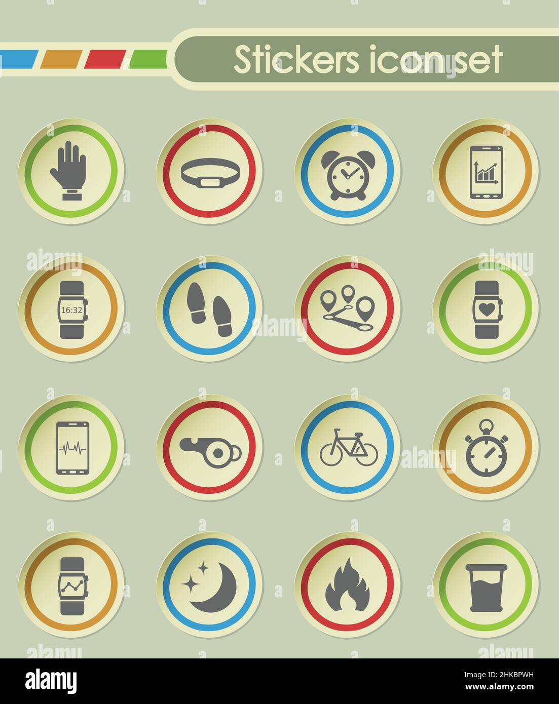 monitoring apps round sticker icons for your creative ideas Stock ...