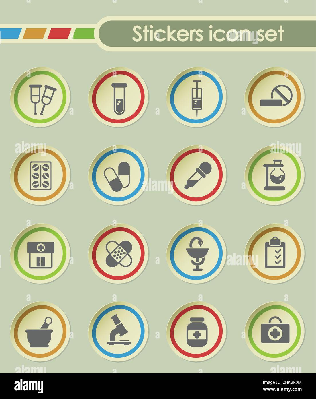 pharmacy round sticker icons for your creative ideas Stock Vector Image ...