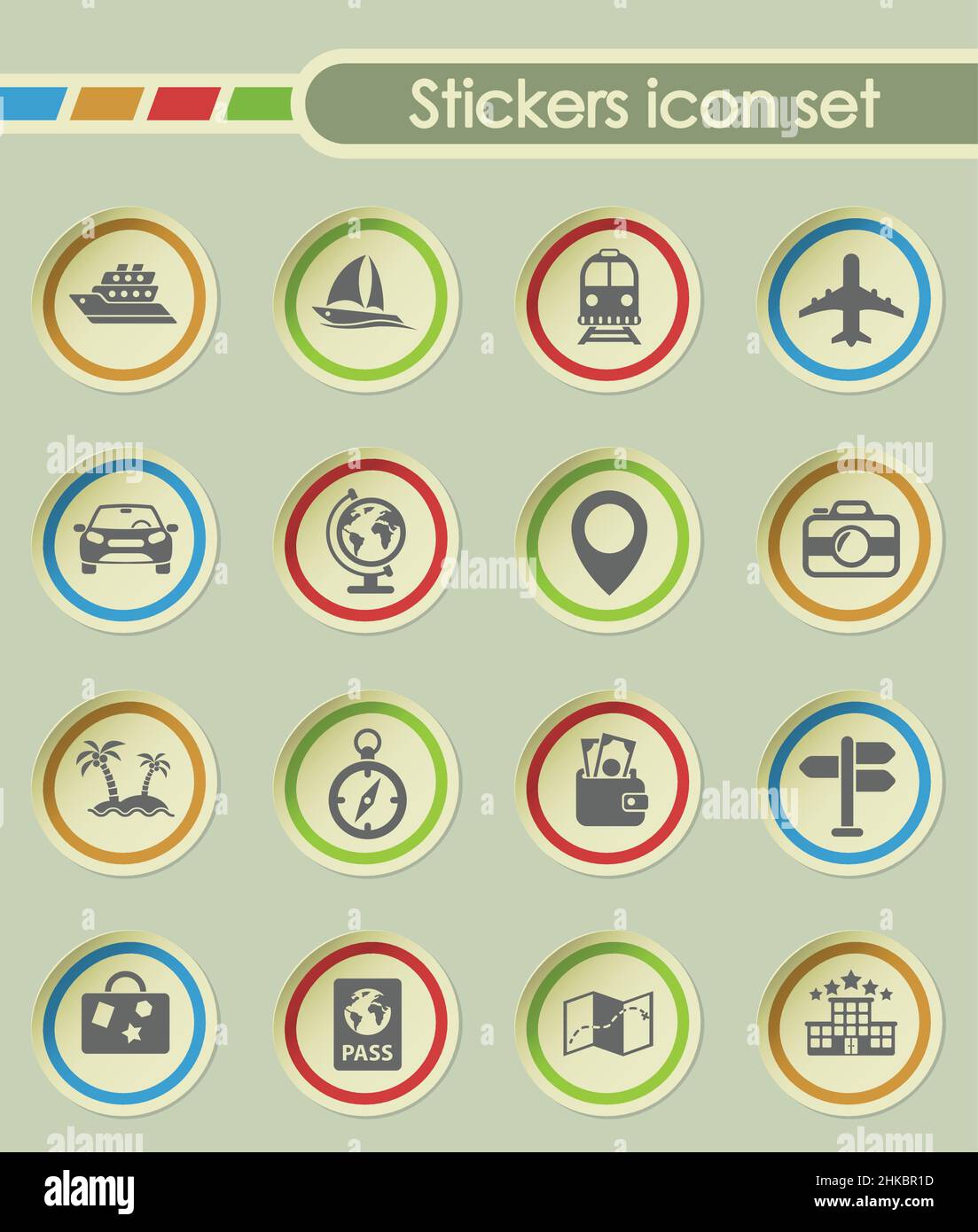 travel round sticker icons for your creative ideas Stock Vector Image ...
