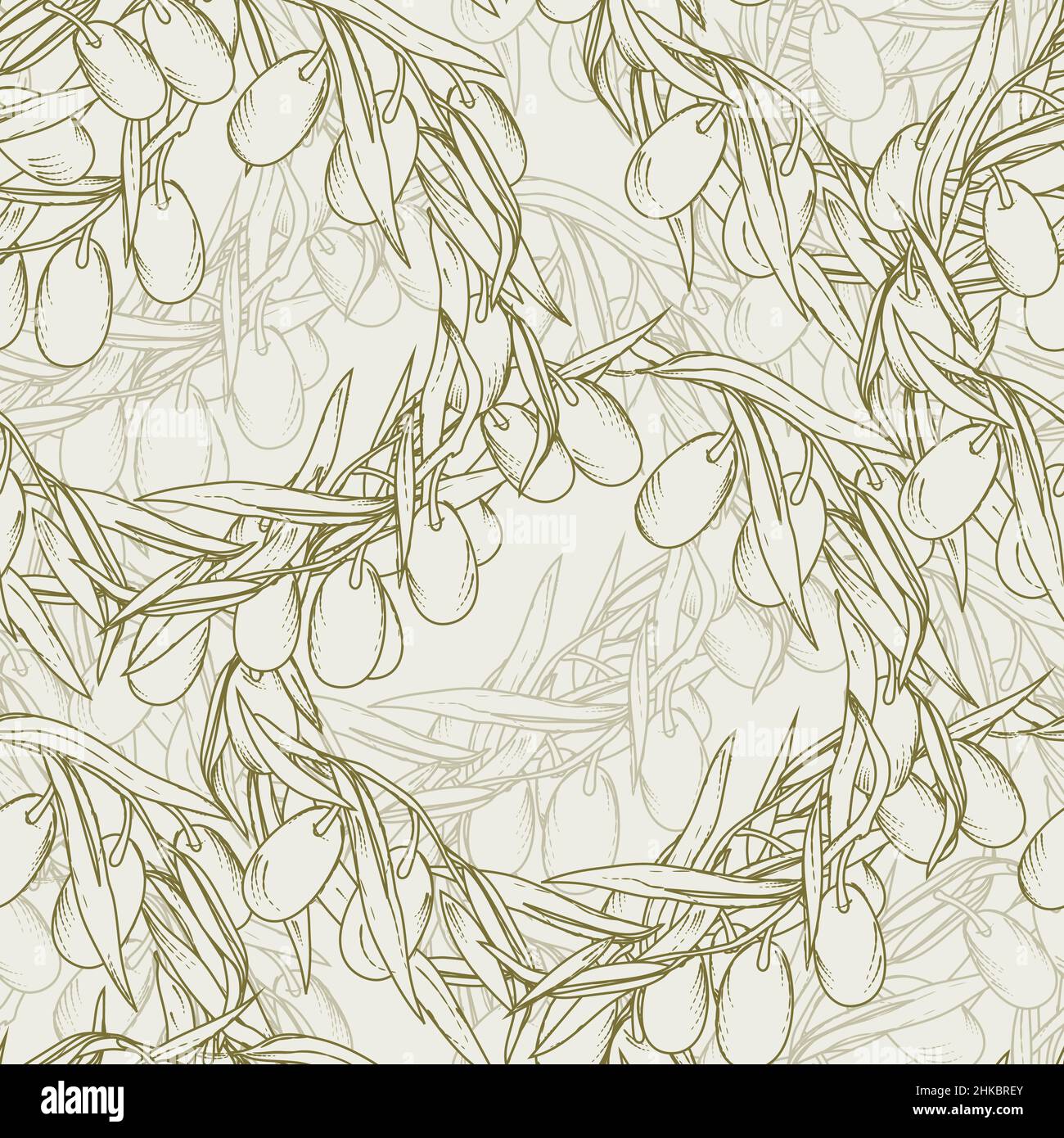 Olives seamless pattern design, repeatable texture with olive branches ...