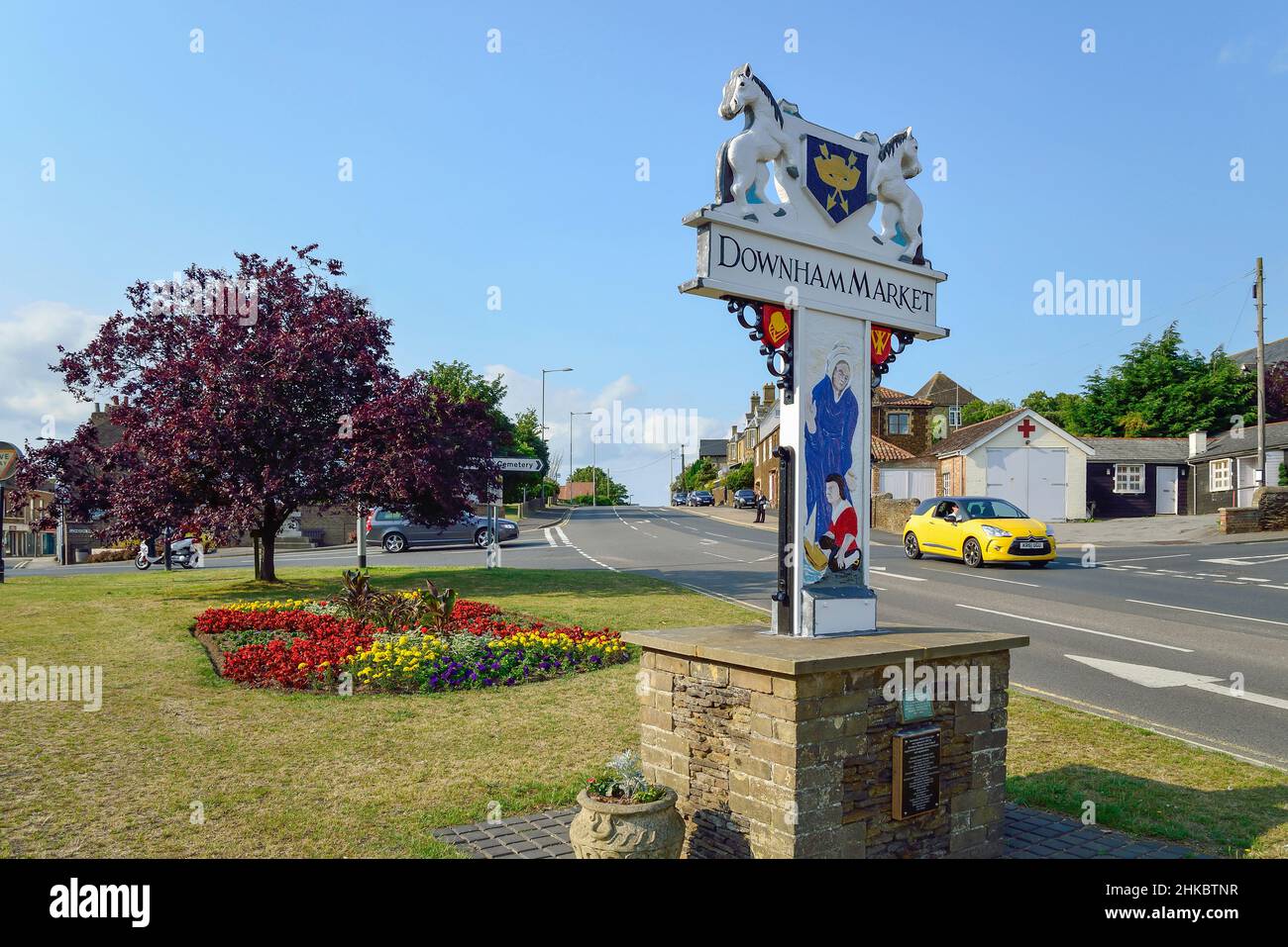 Ornamental town sign, Downham Market, Norfolk, England, United Kingdom ...