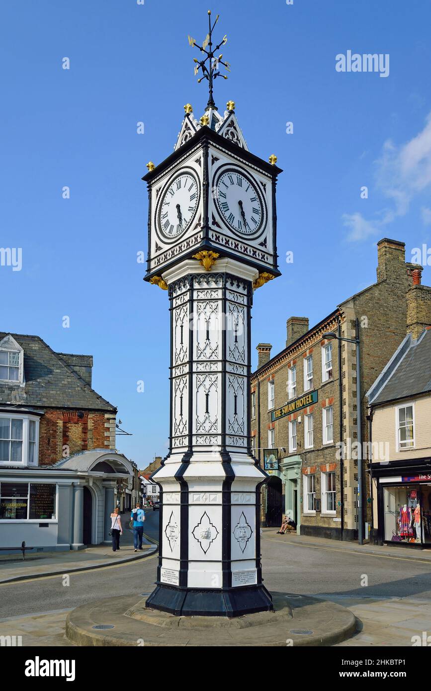 Victorian Clock Tower, Market Place, Downham Market, Norfolk, England ...