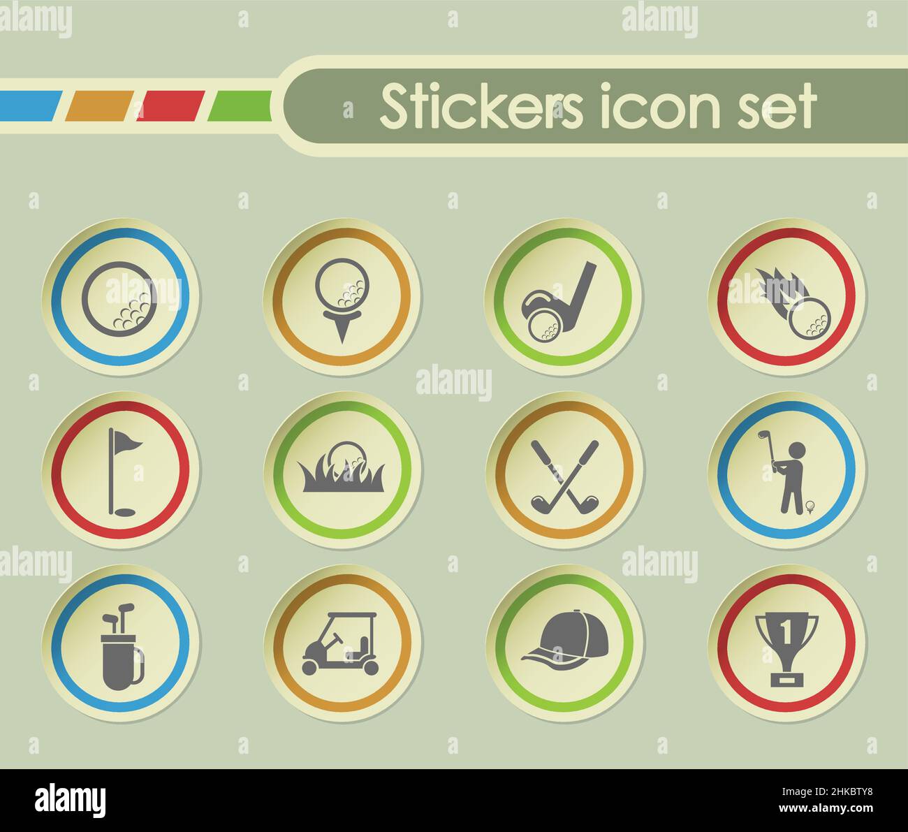 golf simple vector icons on round stickers Stock Vector Image & Art - Alamy