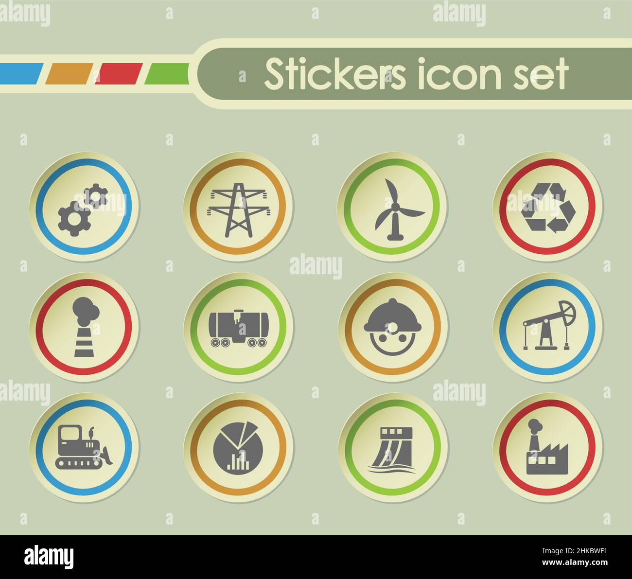 industry simple vector icons on round stickers Stock Vector Image & Art ...