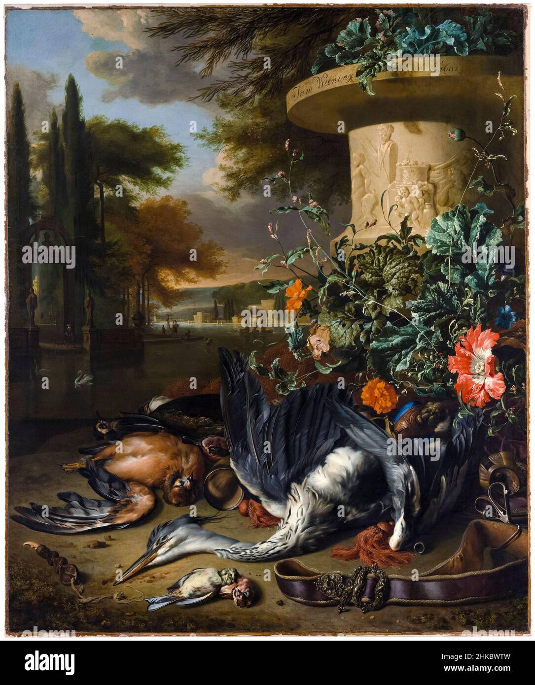 Jan Weenix painting, Gamepiece with a Dead Heron, 1695 Stock Photo - Alamy