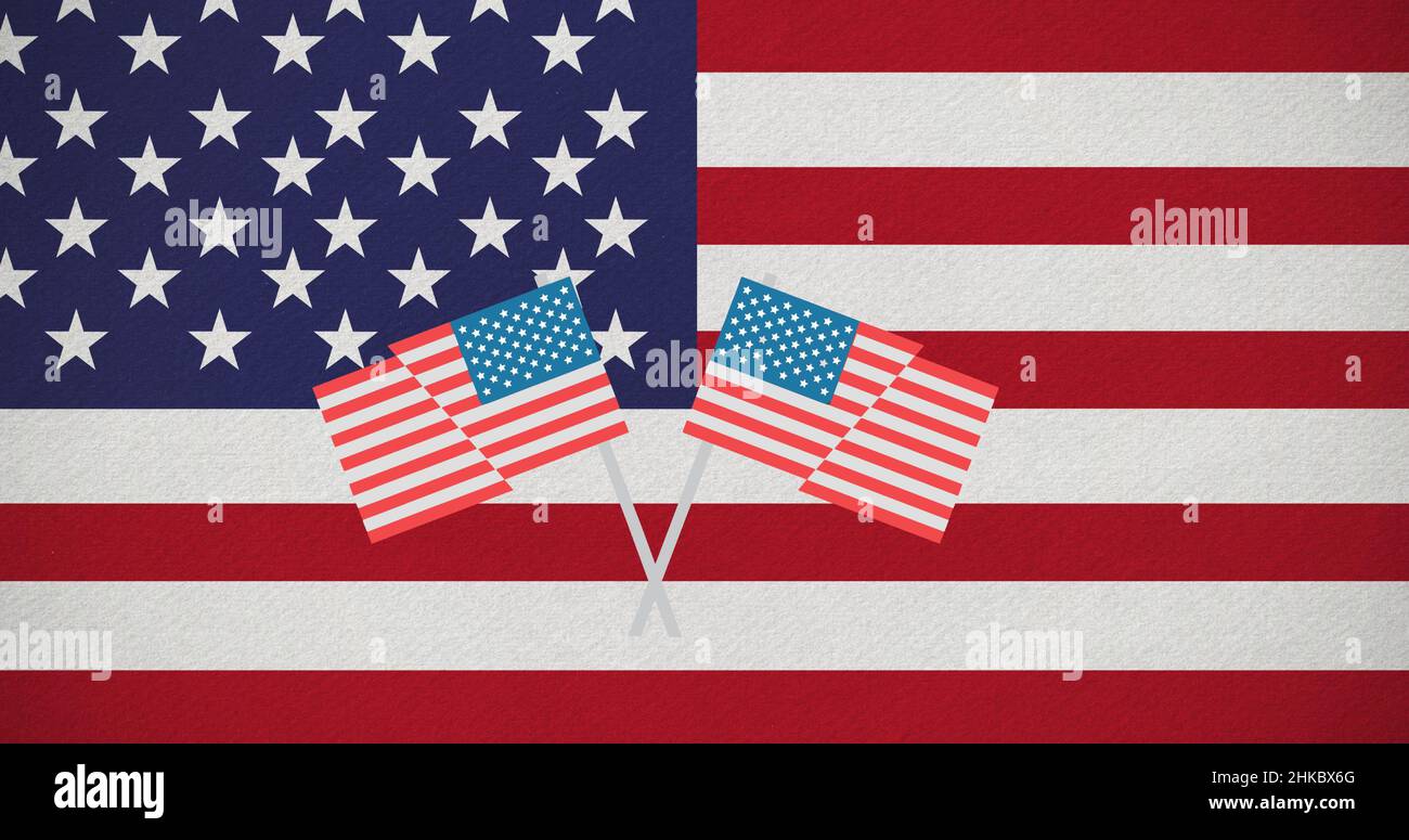 Vector image of usa flag icons over american flag Stock Photo - Alamy