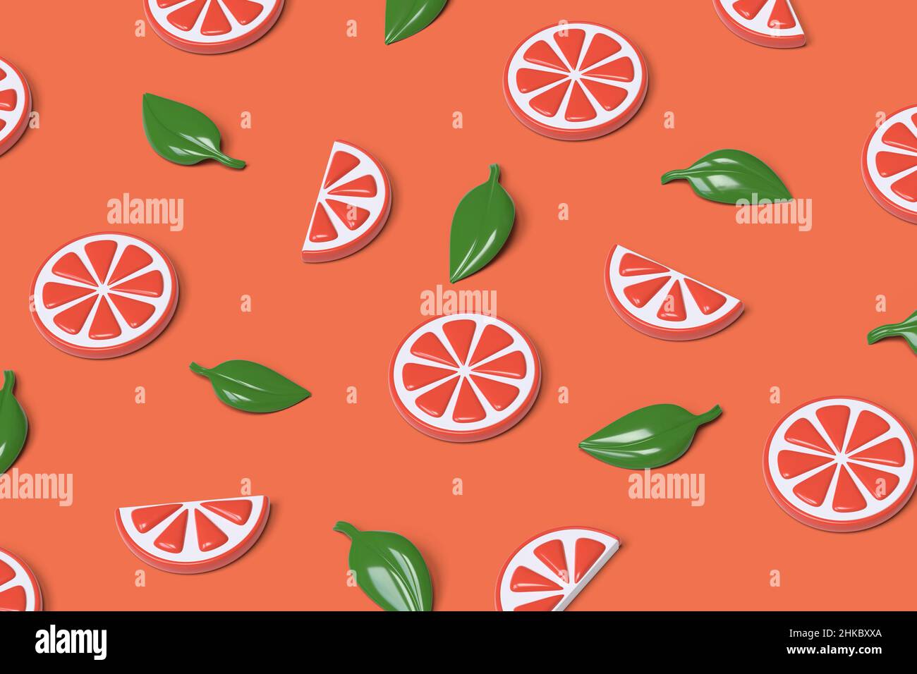 Cartoon grapefruit pattern background. 3D illustration Stock Photo - Alamy