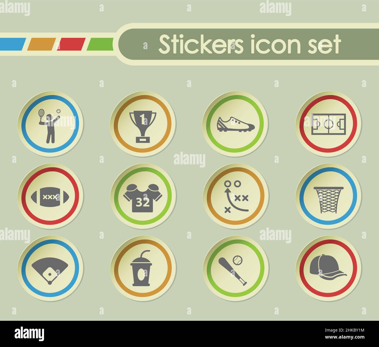 sport simple vector icons on round stickers Stock Vector Image & Art ...