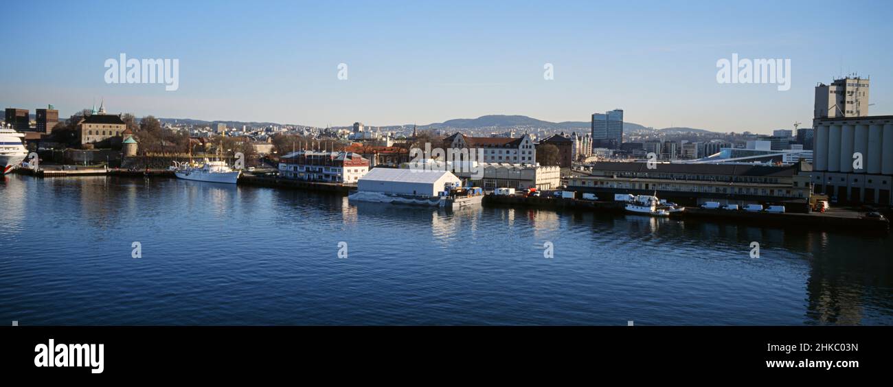 Trondheim harbour panoramic format Stock Photo - Alamy