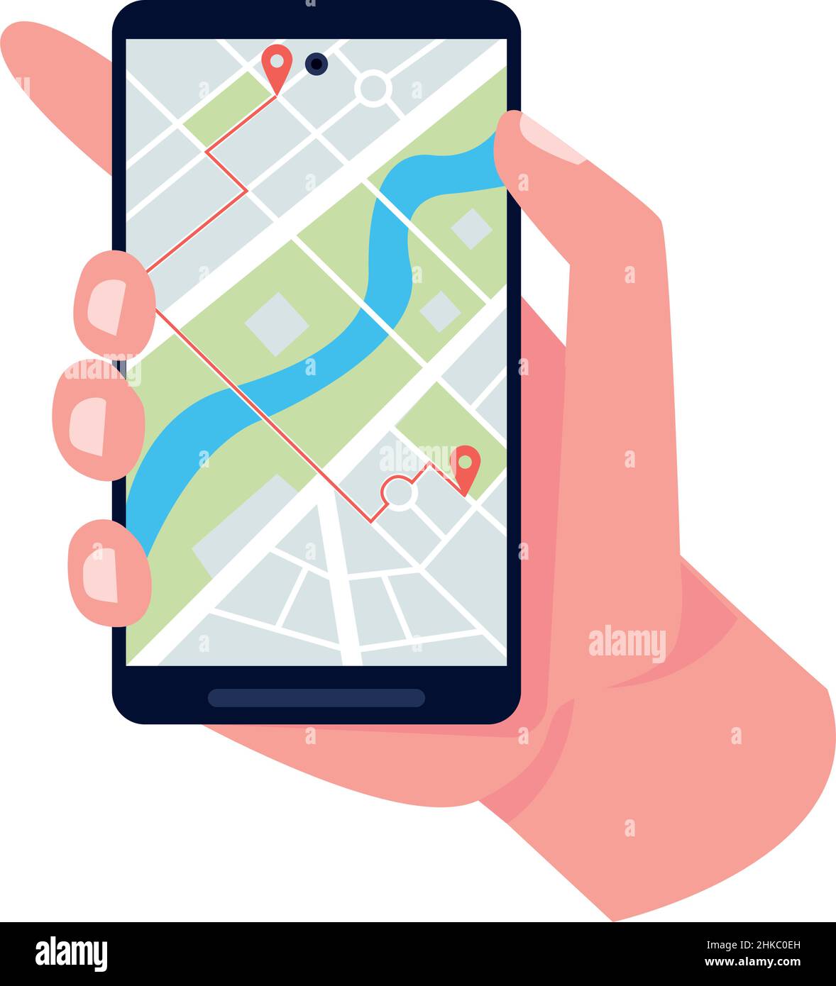 hand using gps app Stock Vector Image & Art - Alamy