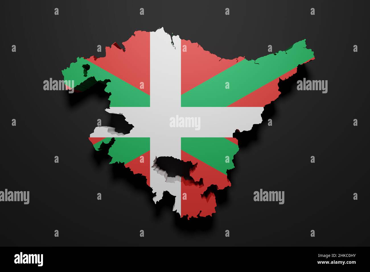 3d rendering of a Basque Country Spanish Community flag and map on a ...