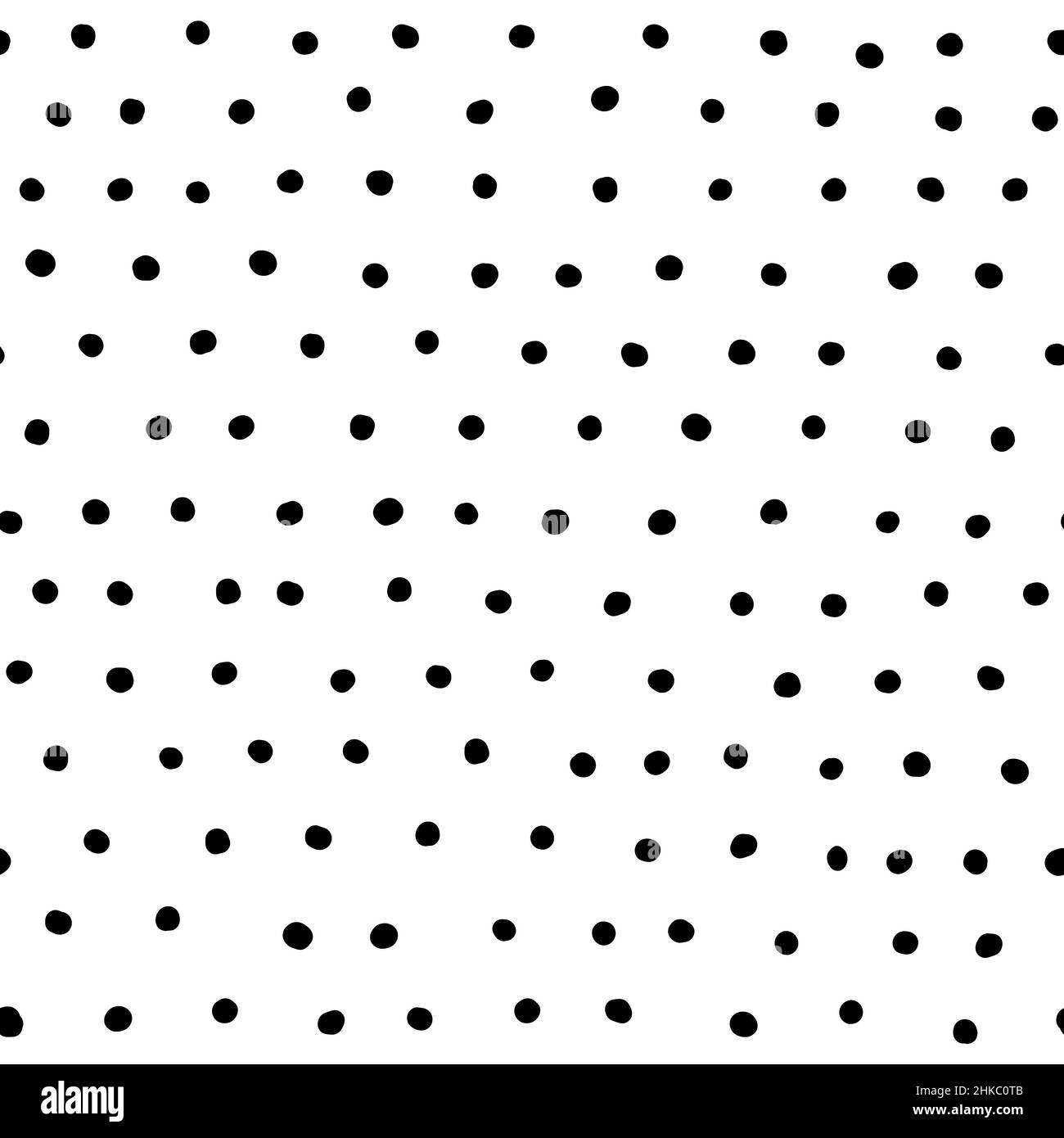 Seamless neutral polka dots pattern. Black hand-drawn circles isolated on white background ...