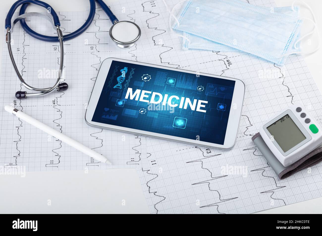 Tablet pc and medical stuff Stock Photo - Alamy