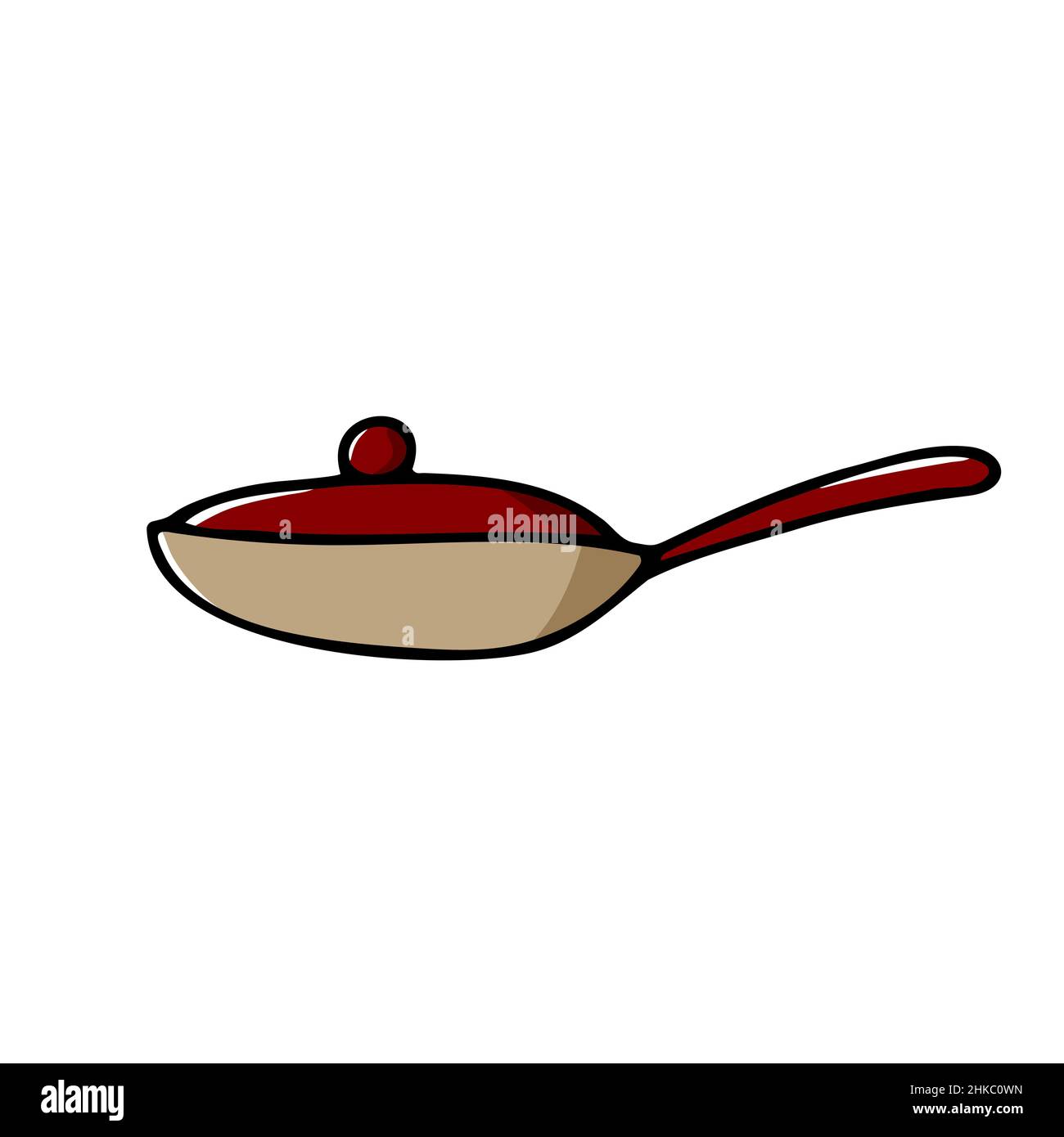 Doodle frying pan simple image. Color pot isolated on white background ...