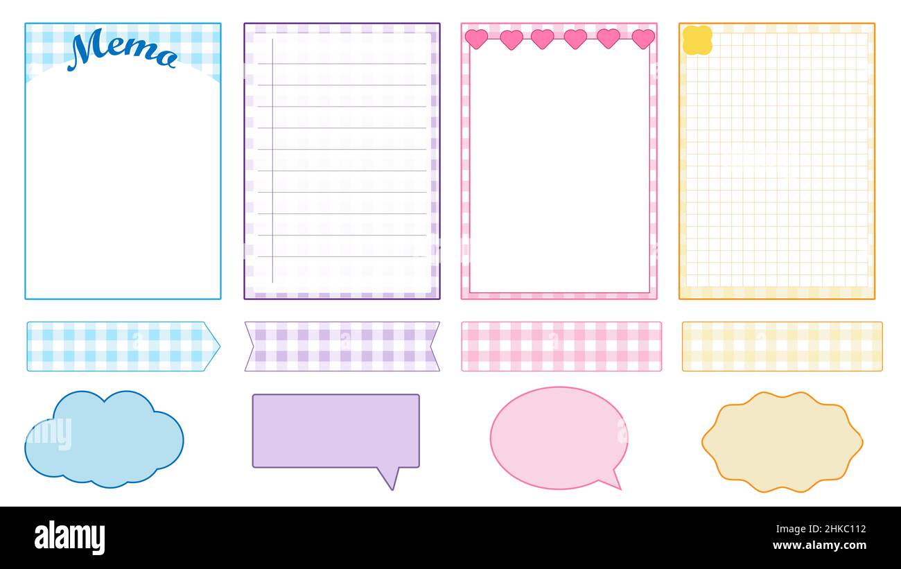 Collection Set Of The Cute Pastel Notepad Memo Planner Grid Paper Sticky Note Masking Tape
