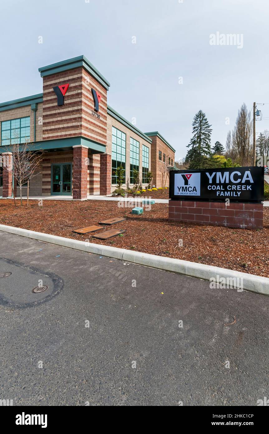 The YMCA and marquee sign in Newcastle, Washington Stock Photo - Alamy