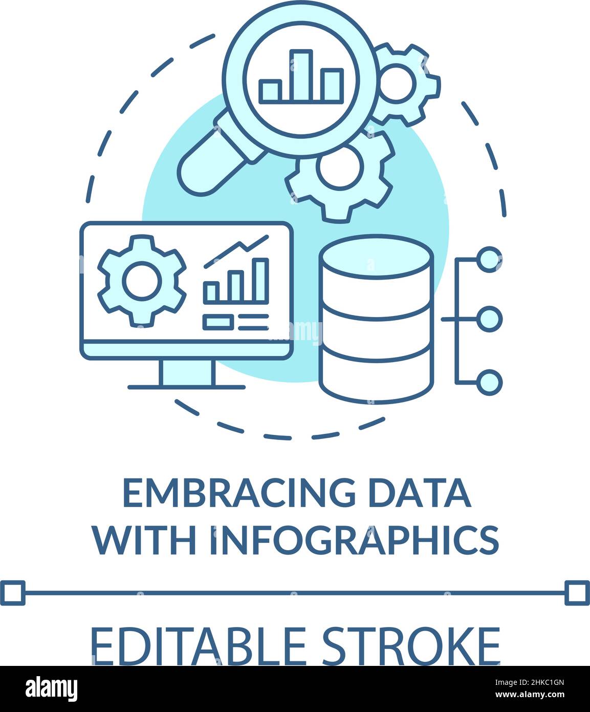 Embracing data with infographics turquoise concept icon Stock Vector ...