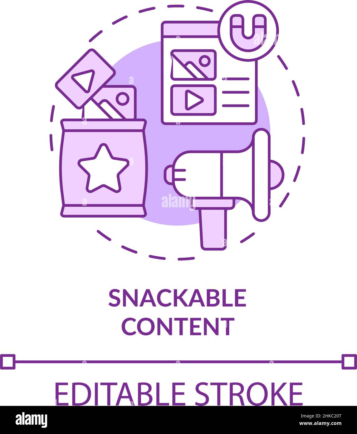 Snackable content purple concept icon Stock Vector Image & Art - Alamy
