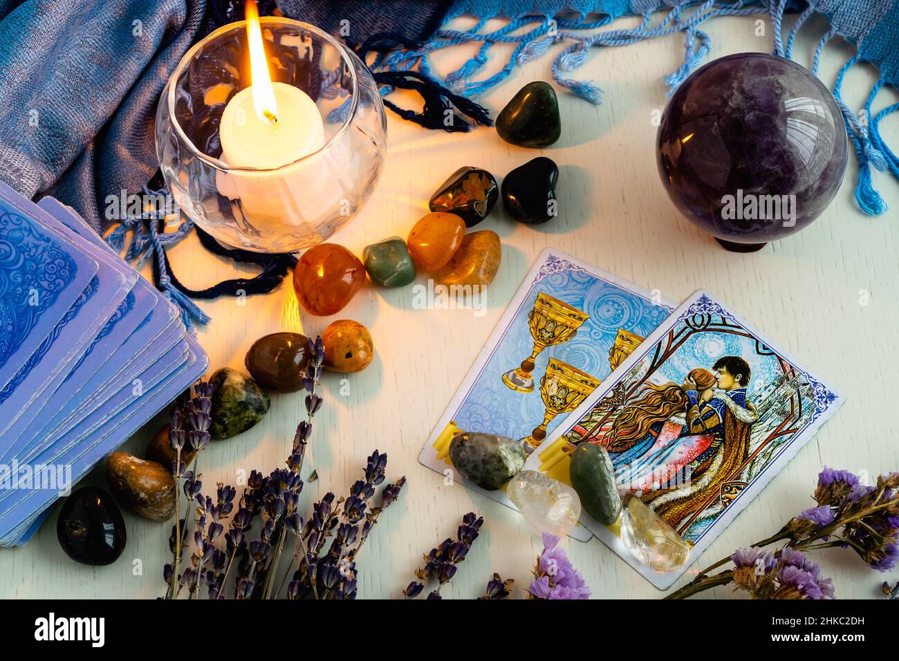 Minsk, Belarus - February 2022: cards of goblets and lovers in tarot ...