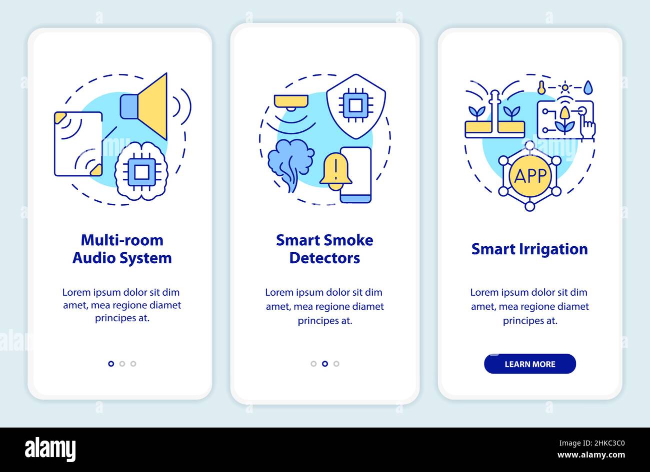 Smart technologies at home onboarding mobile app screen Stock Vector ...