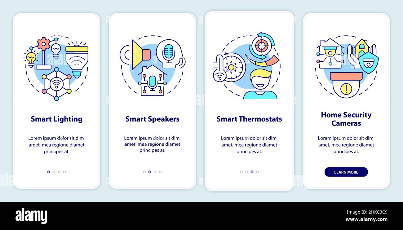 Smart home devices onboarding mobile app screen Stock Vector Image ...