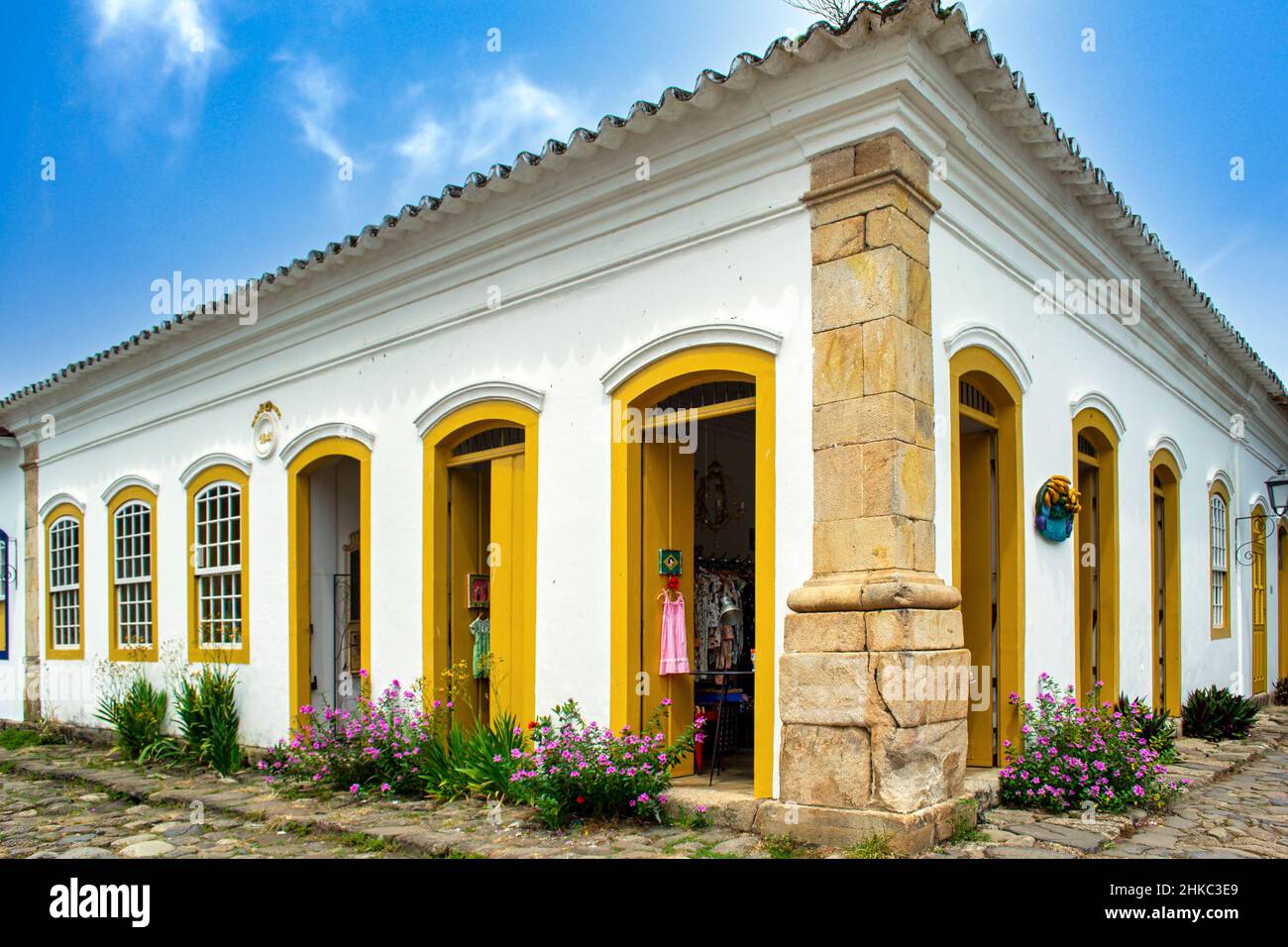 Portuguese colonial style architecture in houses and buildings of the ...