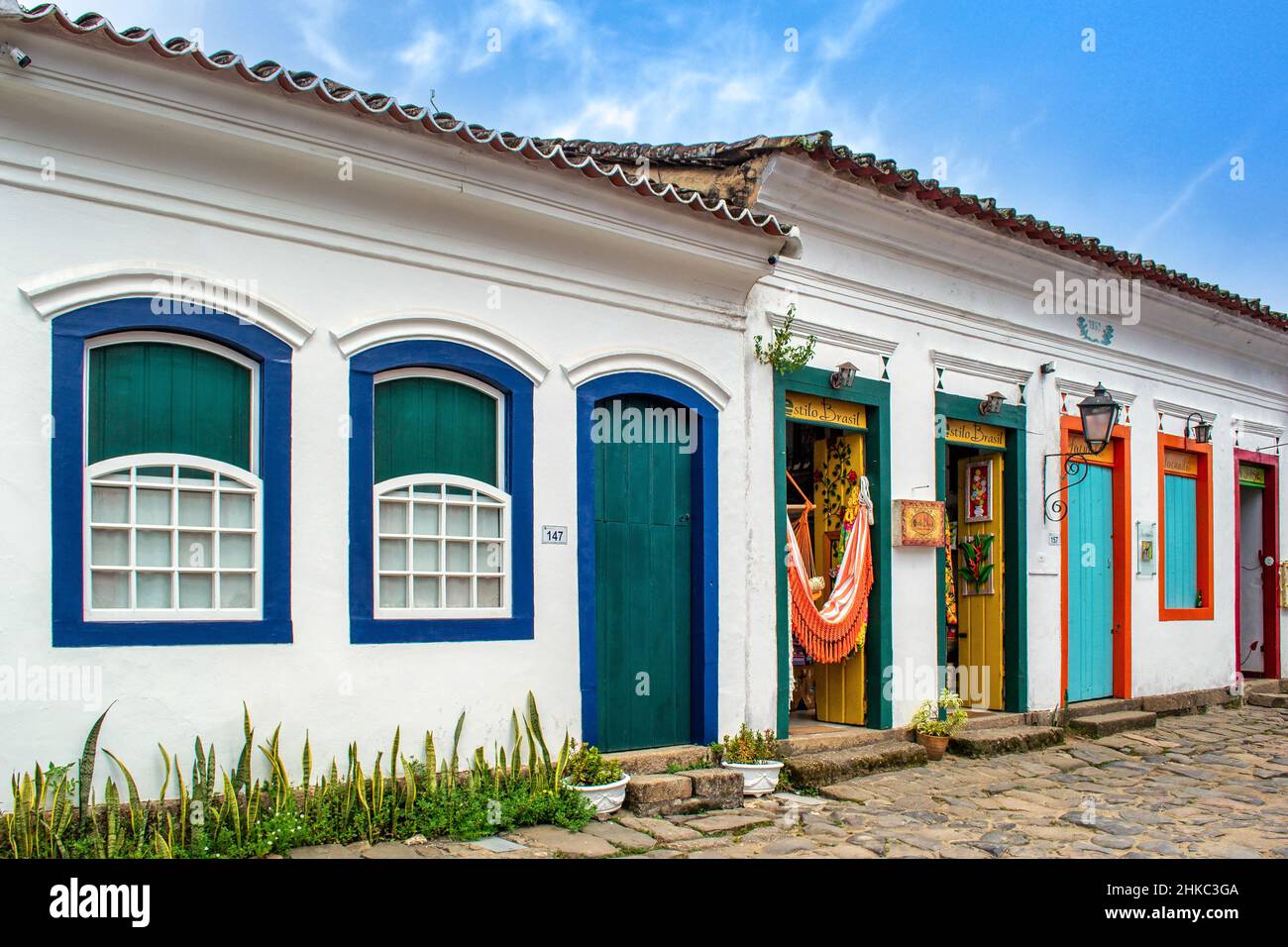 Portuguese colonial style architecture in houses and buildings of the ...