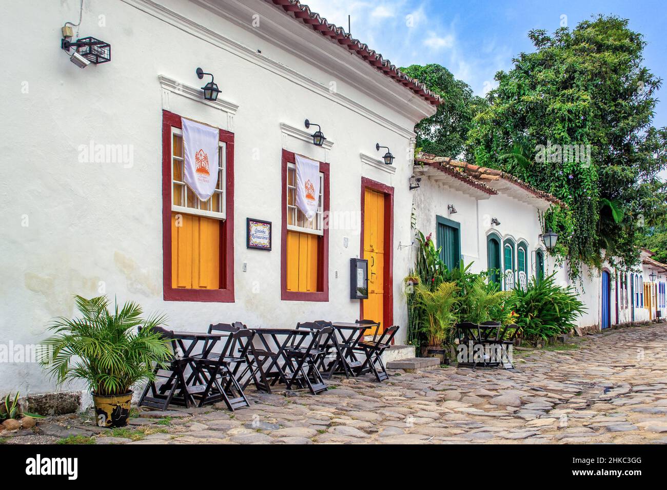 Portuguese colonial style architecture in houses and buildings of the ...